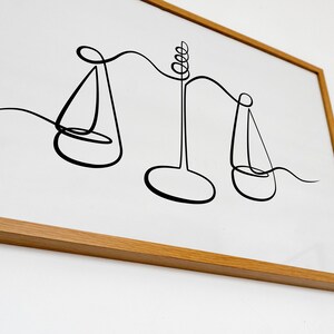 Scales of Justice Art, Lawyer One Line Art Print, Law Office Decor ...
