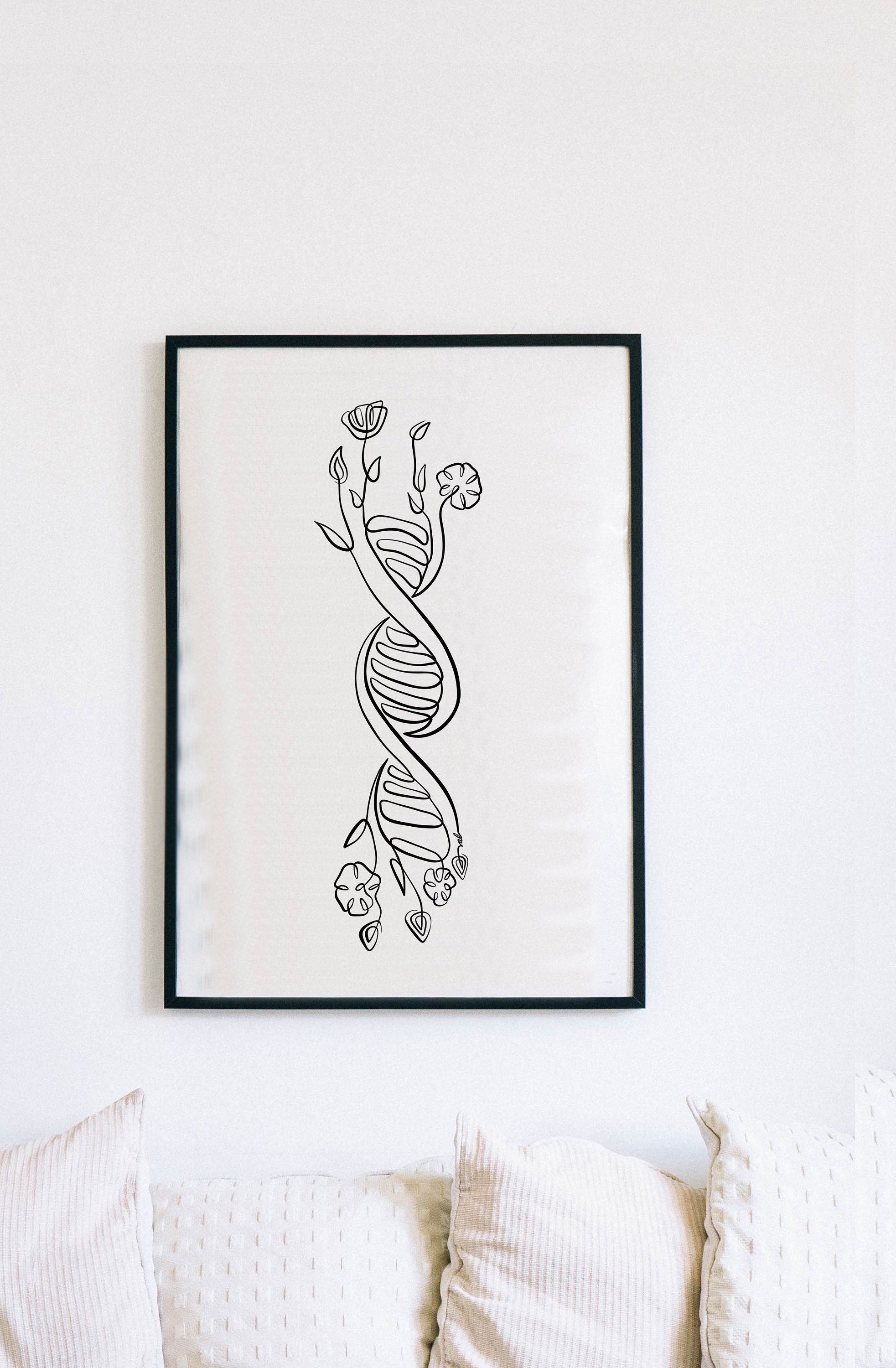 DNA Art Print Dessin ADN Human DNA Artwork, Abstract Genetics Poster ...