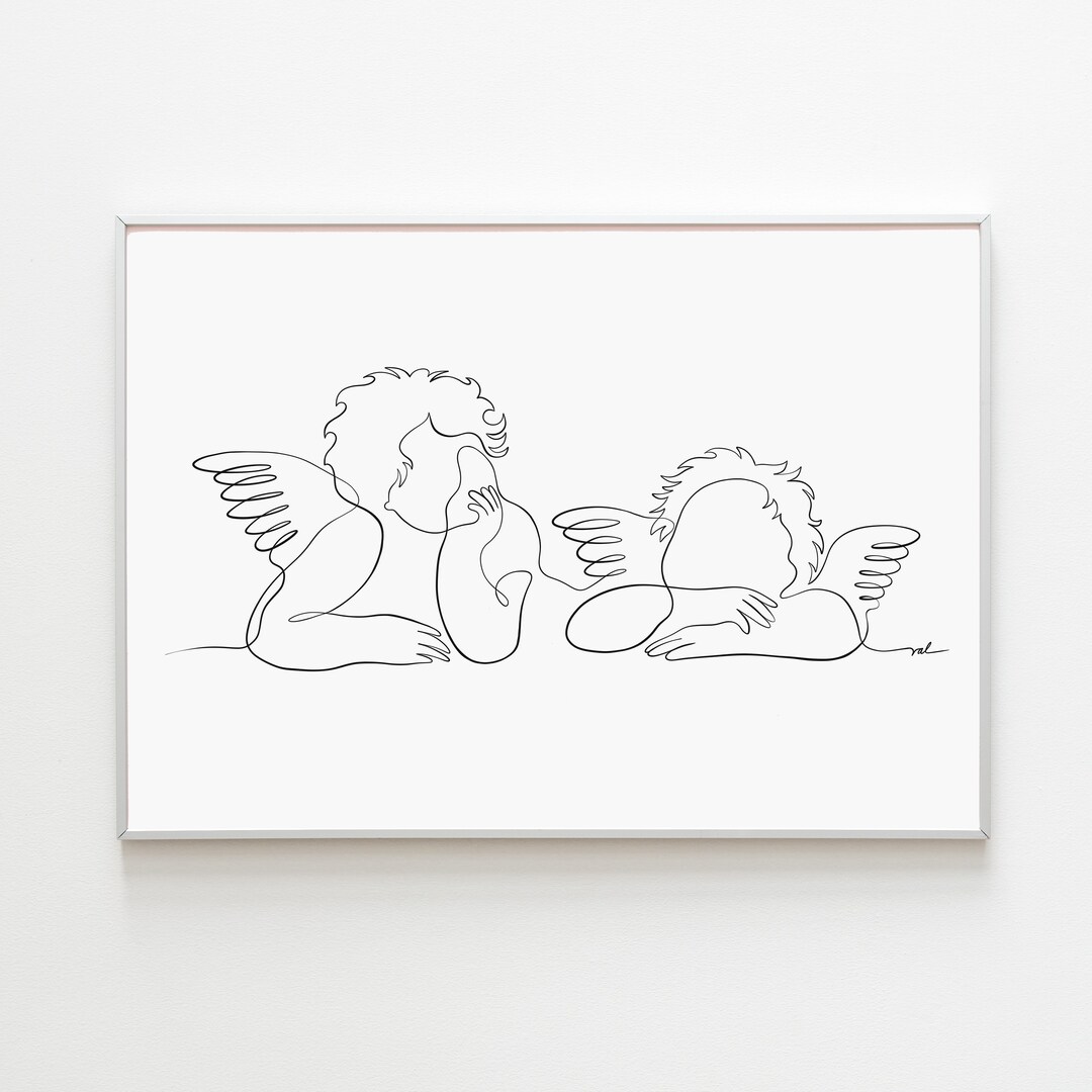The Two Cherubs Art Print Cherub Poster Angel Artwork - Etsy