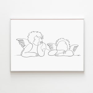 Two Angels Art Print, Cherub Poster, Angel Artwork, Biblical Angels ...