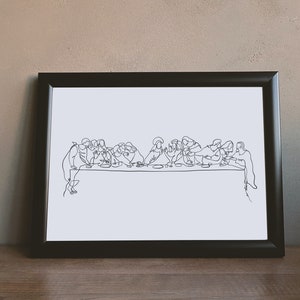 Last Supper Wall Art Modern Christian Line Art the Last Supper One Line ...