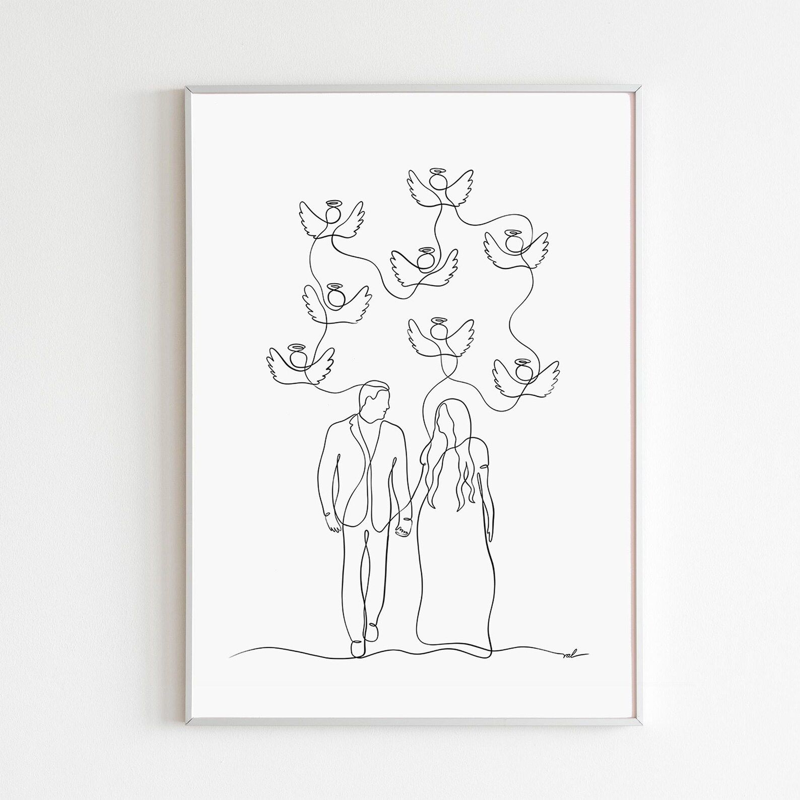 Custom Miscarriage Baby Loss Family Portrait, Angel Family One Line ...