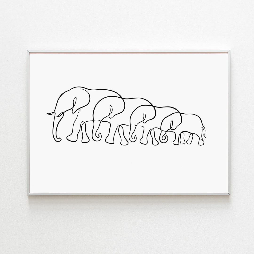 Elephany Family of Four Art Print, Ivory Wedding Anniversary Gift, 14th ...