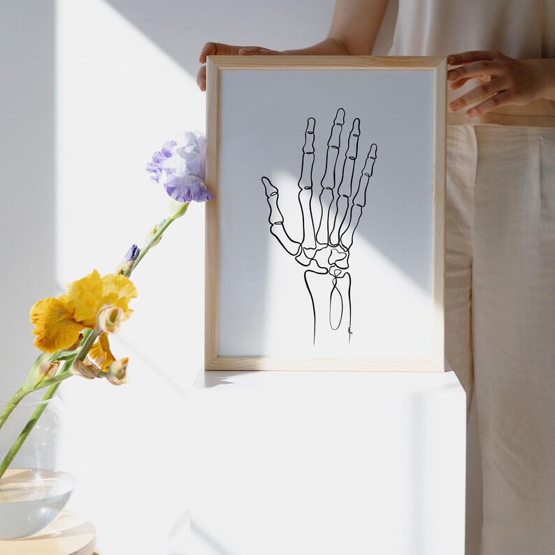 Hand Bone Anatomy Wall Art Print, Orthopedic Artwork, Chiropractic ...