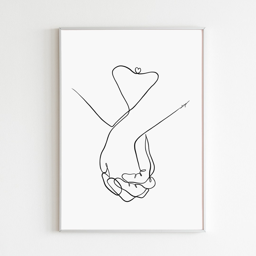 Holding Hands Couple Line Art Relationship Print, Minimalist Couple Art ...