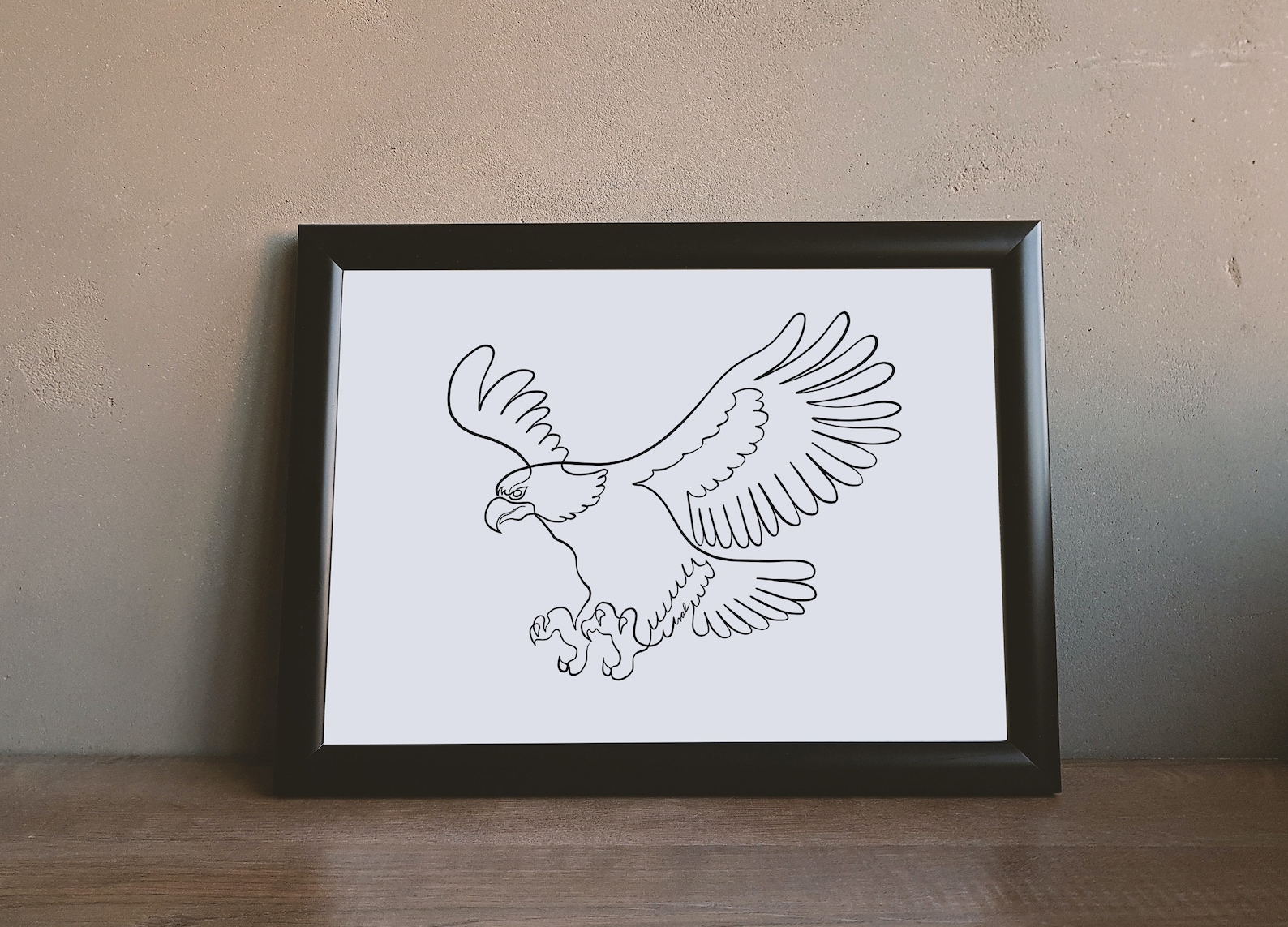 Eagle Line Art, Minimalist Bird Wall Decor, Black and White Raptor ...