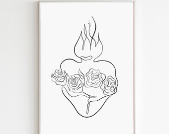 Sacred Heart Modern Print - Etsy