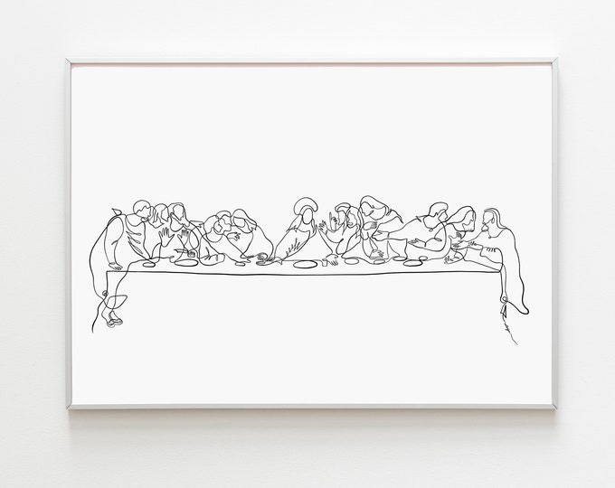 Catholic Print Last Supper Line Art - Ultima Cena - 12X16 Print - Etsy ...