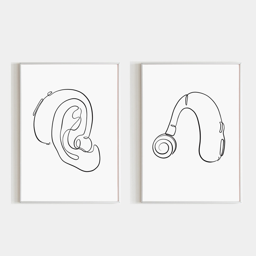 Hearing Aid Art Set of Two, 2 Piece Wall Art Audiology Set, Human Ear ...
