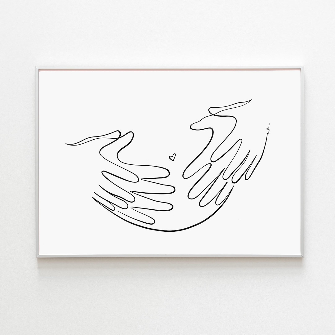 Minimalist Pregnancy Announcement Art, One Line Drawing Baby Bump ...