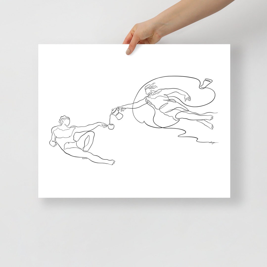 Michelangelo Creation of Adam Coffee Poster Funny Altered Art ...
