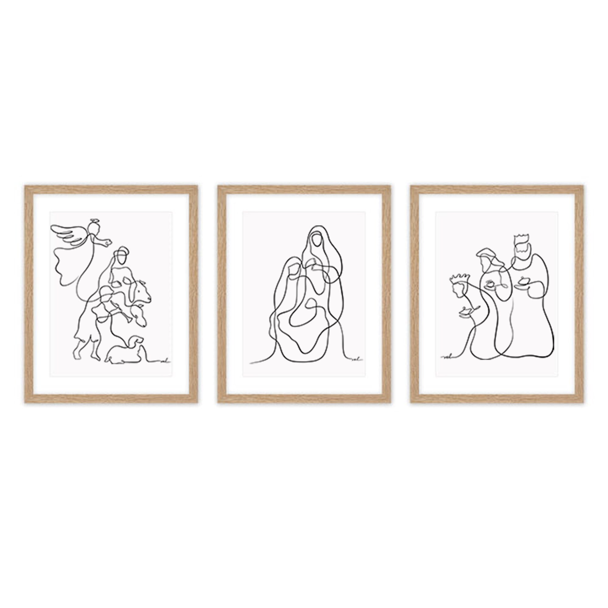 Nativity Set Art Print, 3 Piece Wall Art, Modern Nativity Scene Poster ...
