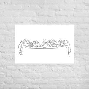 Last Supper One Line Drawing Printable, Minimalist Final Meal Artwork ...