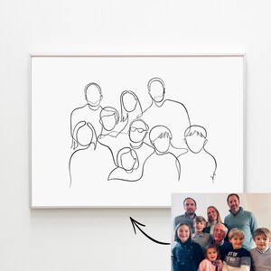Custom Line Drawing From Photo, Christmas Gift for Family, Turn Photo ...