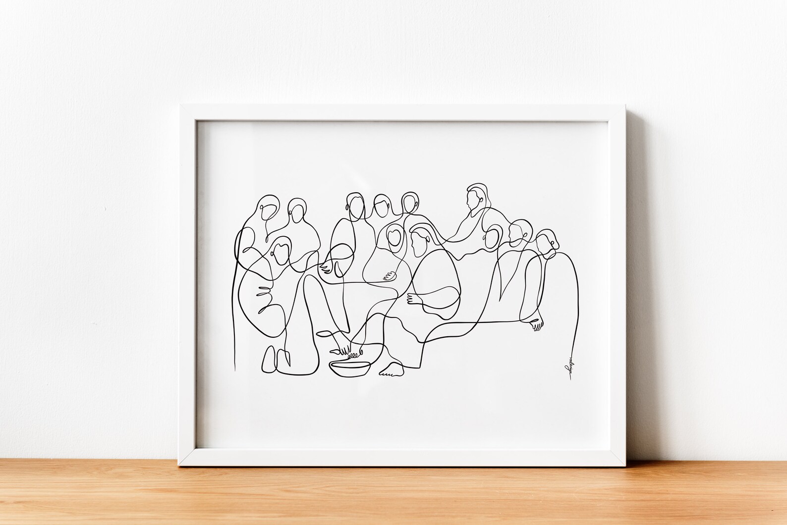 Lord Jesus Washing the Feet Wall Art, Minimalist Christian Print ...