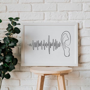 Audiology Poster Ear Sound Wave Art Audiowave Print Hearing Doctor ...