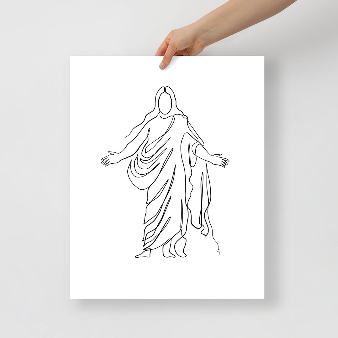 Jesus Line Art Prints, Minimalist Religious Saint Wall Decor, Simple ...