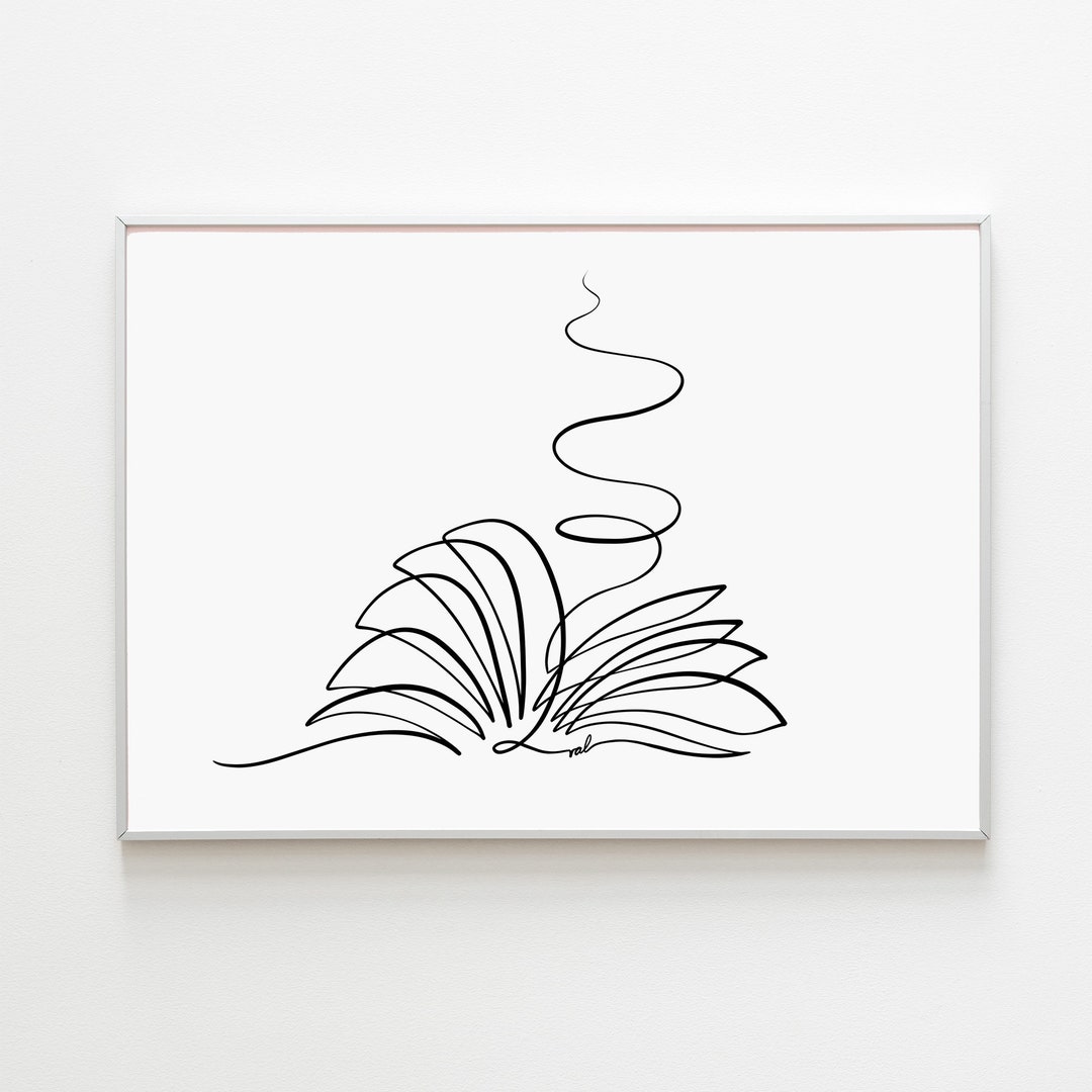 Book Line Art Print Open Book Printable Wall Art Bookish Print ...
