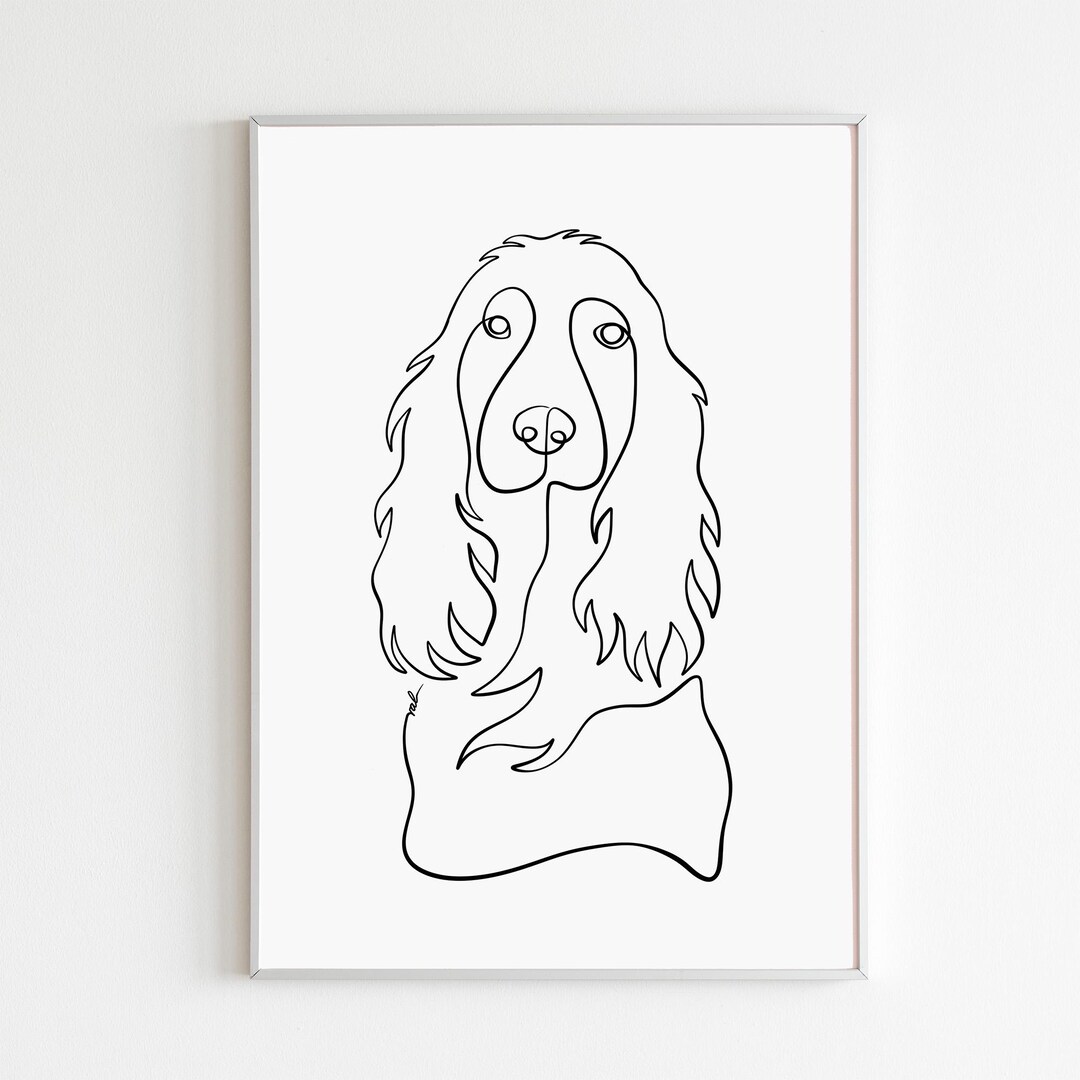 Cocker Spaniel One Line Drawing Print, Minimalist Veterinarian Gift ...