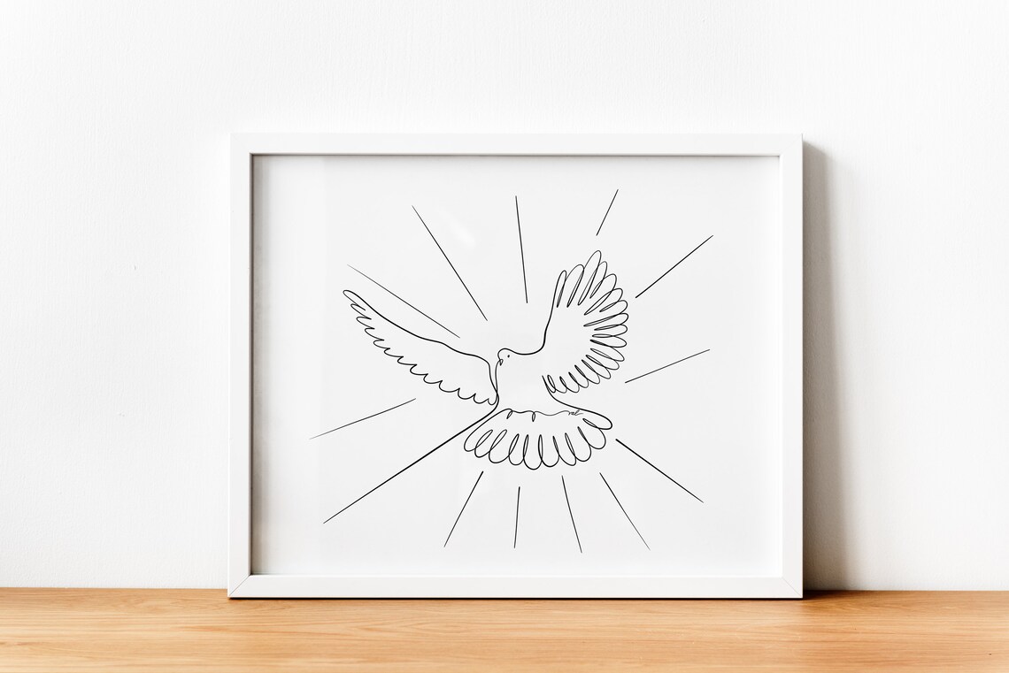 Holy Spirit Dove Art Print, the Holy Spirit Printable, Christian Line ...
