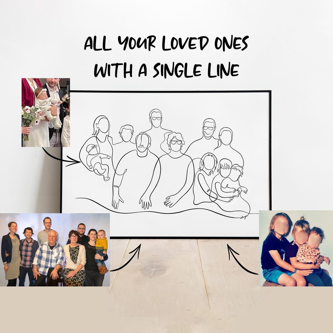 Custom One Line Family Portrait, Minimalist Holiday Gift for Parent ...