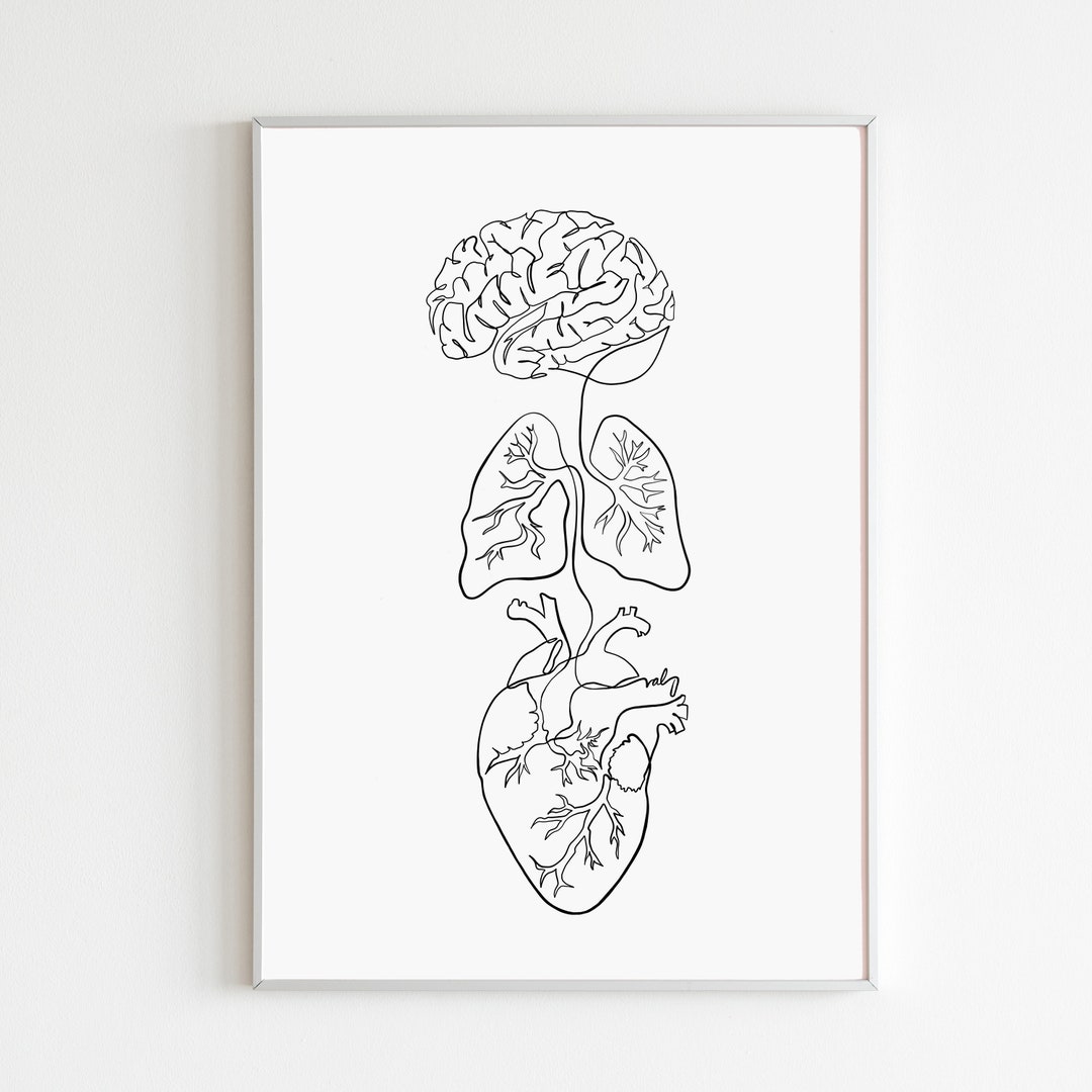 Heart Lungs Brain Wall Art Printable Abstract Brain Lungs Heart Art ...