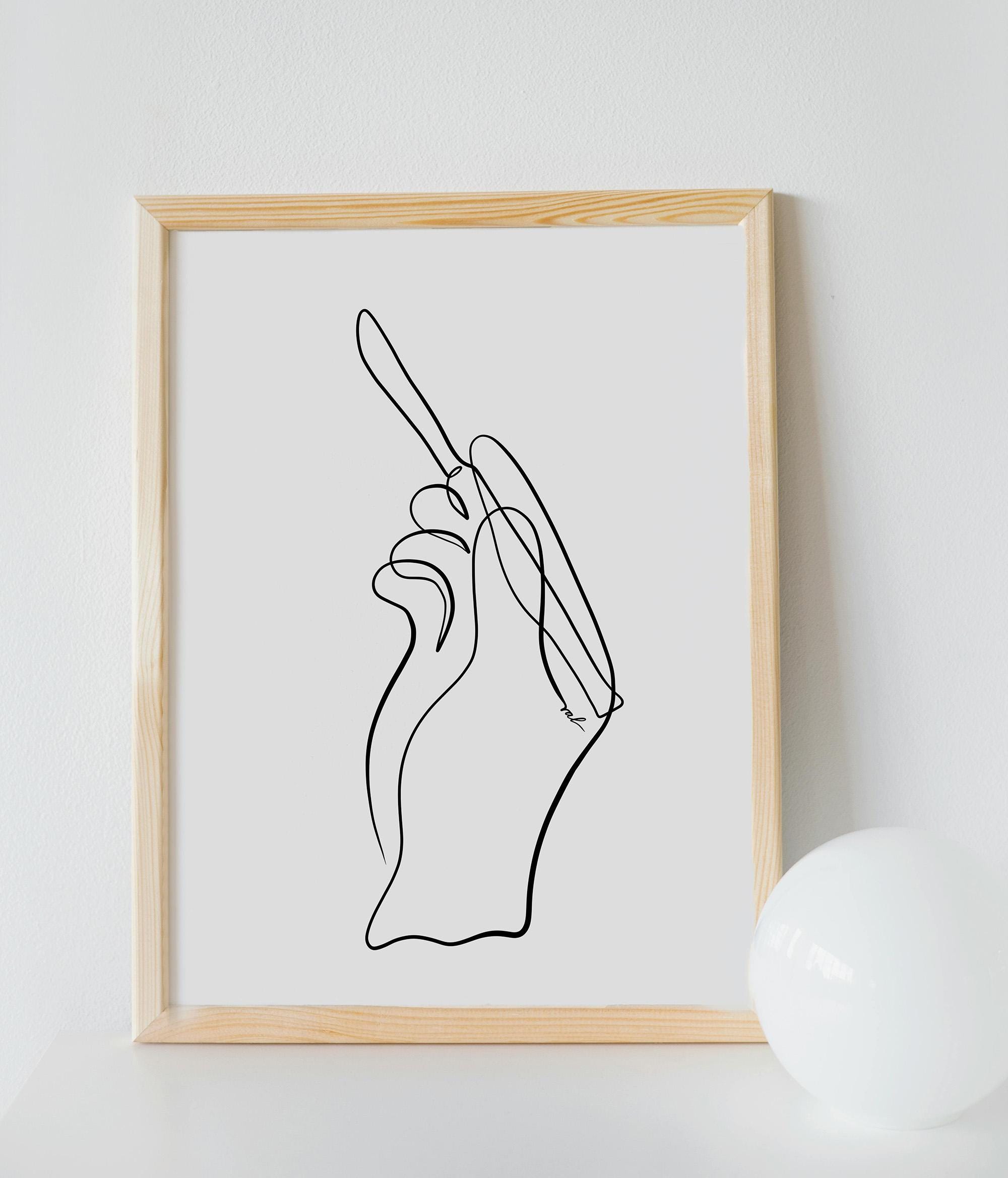 Hand Holding Scalpel Line Art Print, Minimalist Medical Poster ...