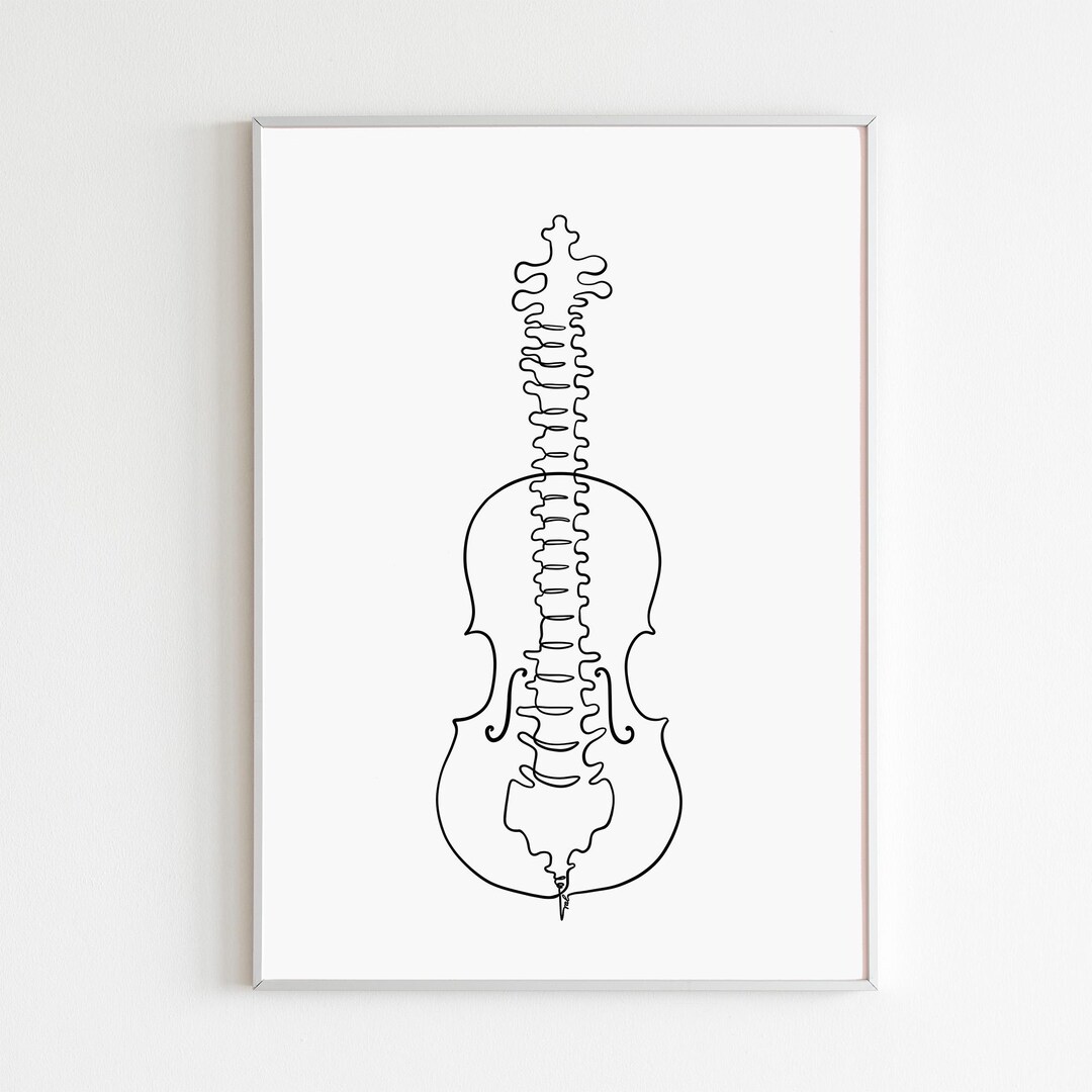 Spine Cello Wal Art Print, Body as Instrument Illustration ...