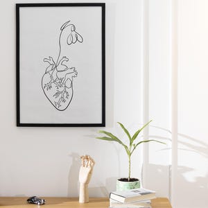 Floral Heart Pacemaker Art Print, Cardiac Stimulant Printable Abstract ...