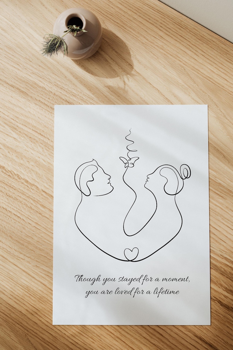 Bereavement Art Baby Loss Butterfly Printable One Line Drawing Couple ...