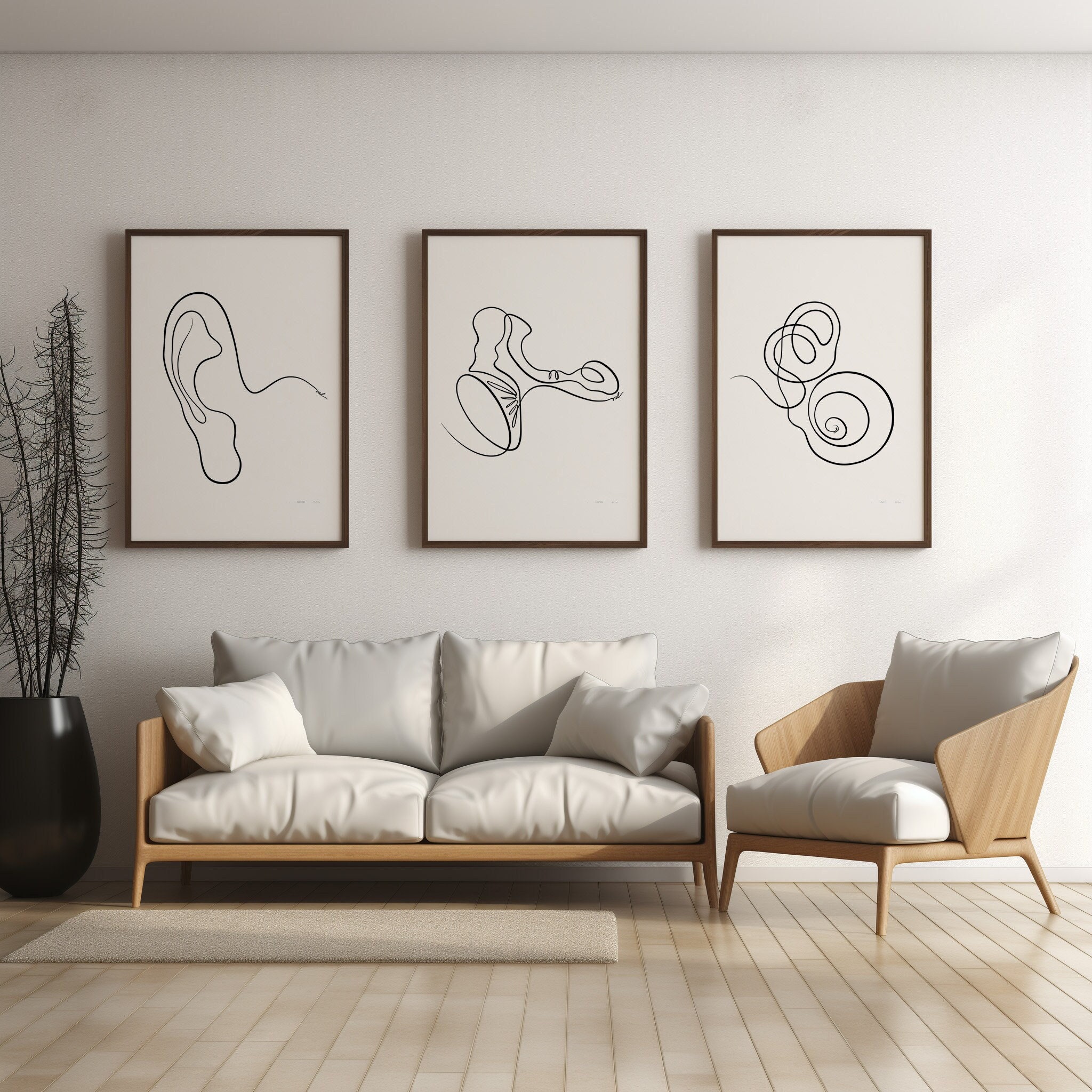 Ear Anatomy Set of 3 Prints, Audiology Poster, ENT Office Decor, Human ...