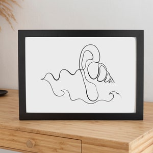 Human Ear Anatomy One Line Drawing, Abstract Auricle Sea Shell Art ...