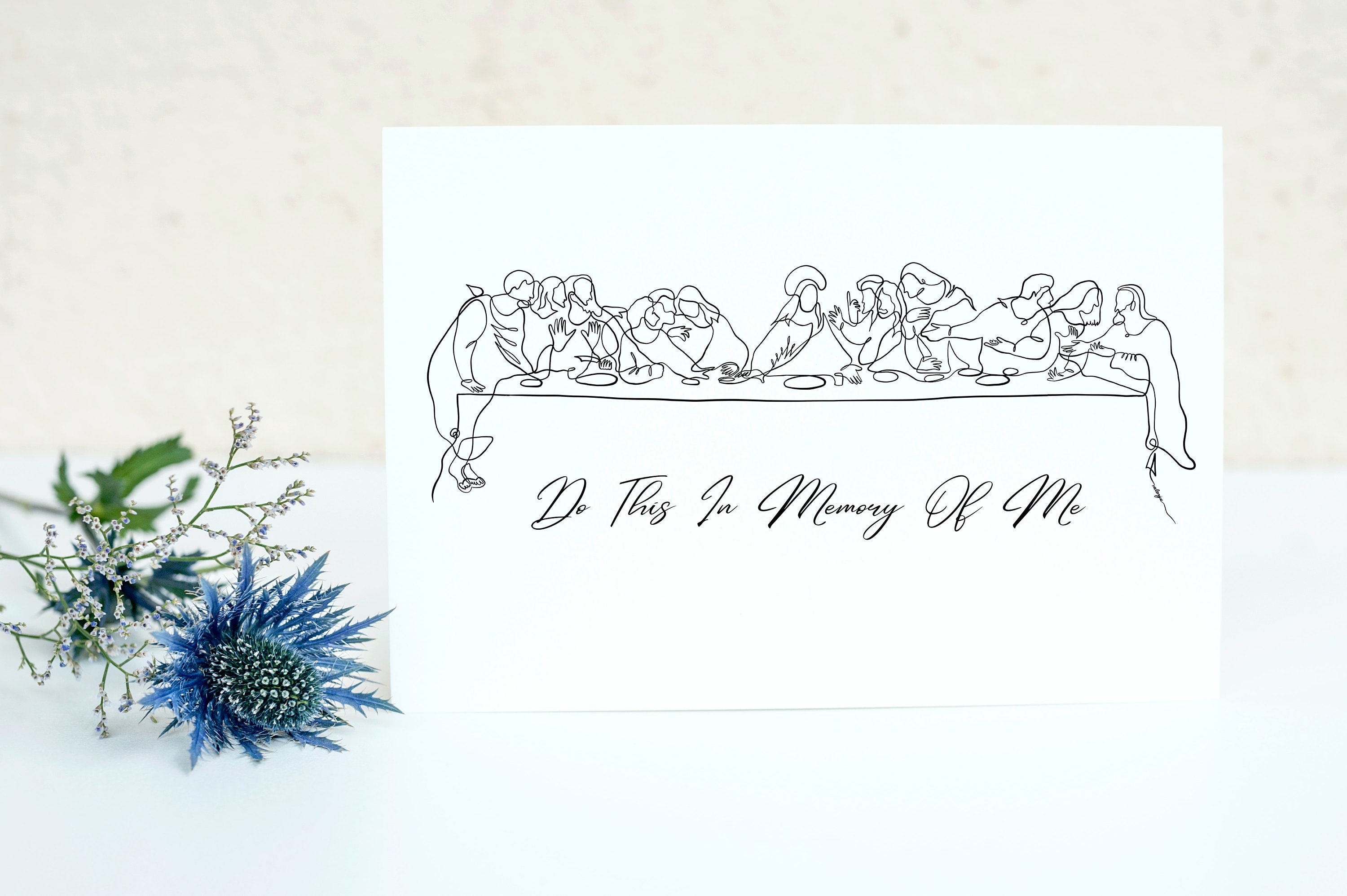 Last Supper Line Art, Do This in Memory of Me, Christian Modern Line ...