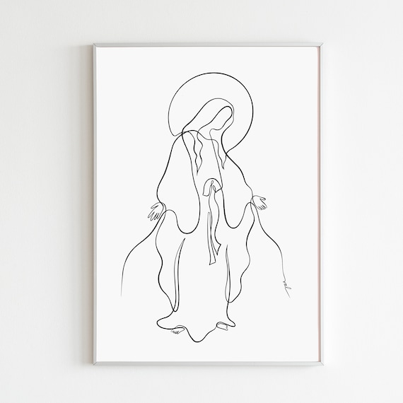 Virgin Mary Black And White Clip Art