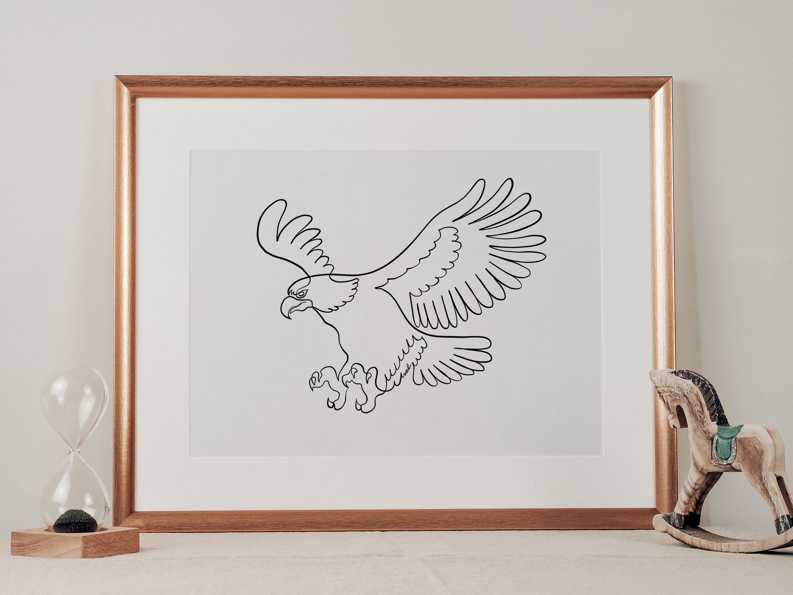 Eagle Line Art, Minimalist Bird Wall Decor, Black and White Raptor ...