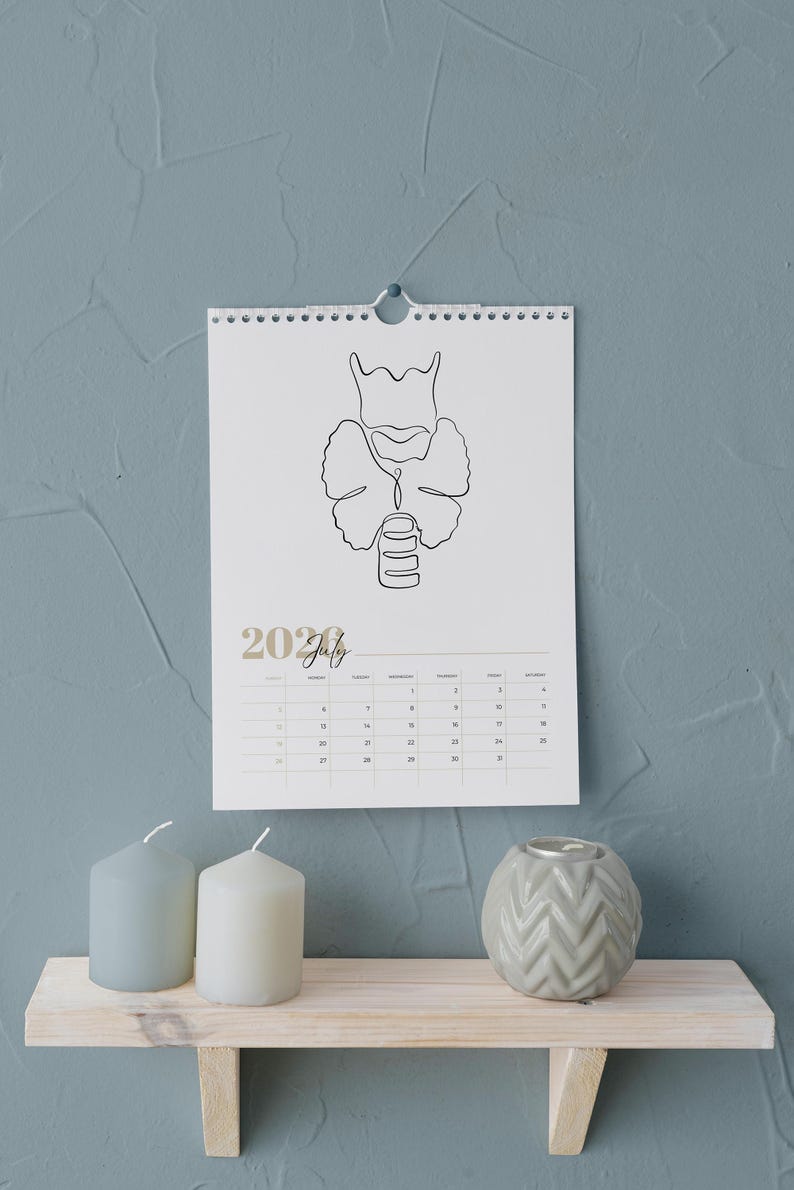 2026 Anatomy Wall Calendar, Printable Planner for Doctors, Biology ...