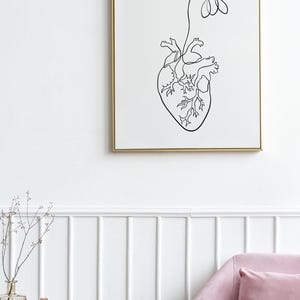 Floral Heart Pacemaker Art Print, Cardiac Stimulant Printable Abstract ...