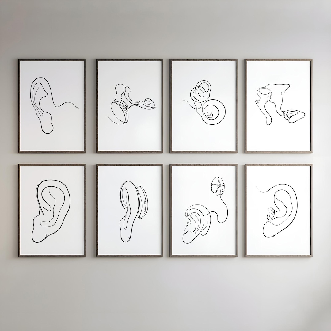 Ear Anatomy Wall Art Bundle, Set of 8 Audiology Digital Prints, Human ...