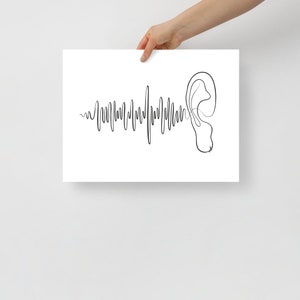 Audiology Poster Ear Sound Wave Art Audiowave Print Hearing Doctor ...