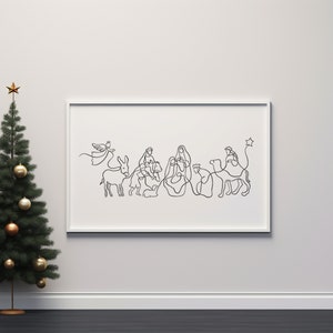 Nativity Scene Printable Modern Nativity Line Drawing, Minimalist ...