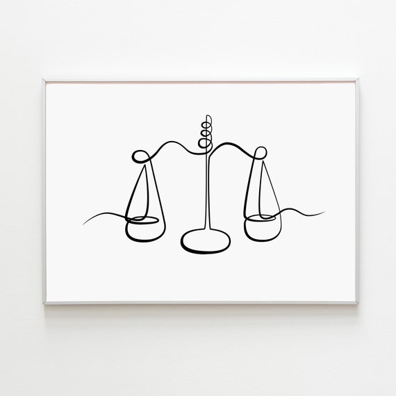 Scales of Justice Art Lawyer One Line Art Print Lawyer - Etsy