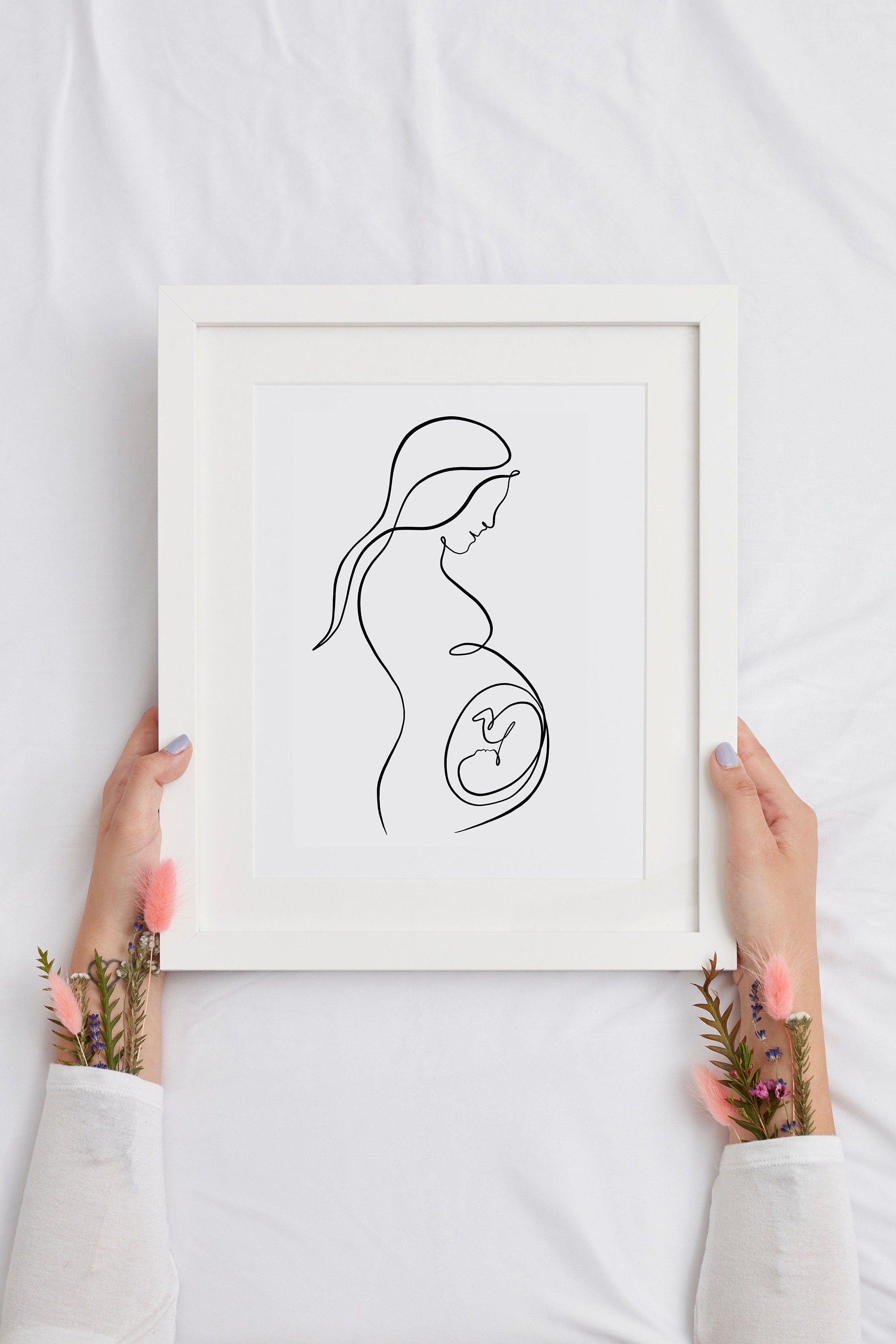 Pregnancy Line Art Womb Art Midwife Gift Pregnant Woman | Etsy