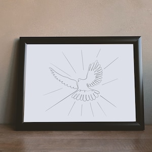 Holy Spirit Dove Art Print, the Holy Spirit Printable, Christian Line ...
