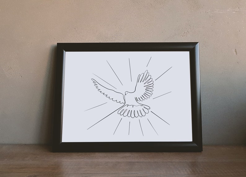 Holy Spirit Dove Art Print, the Holy Spirit Printable, Christian Line ...