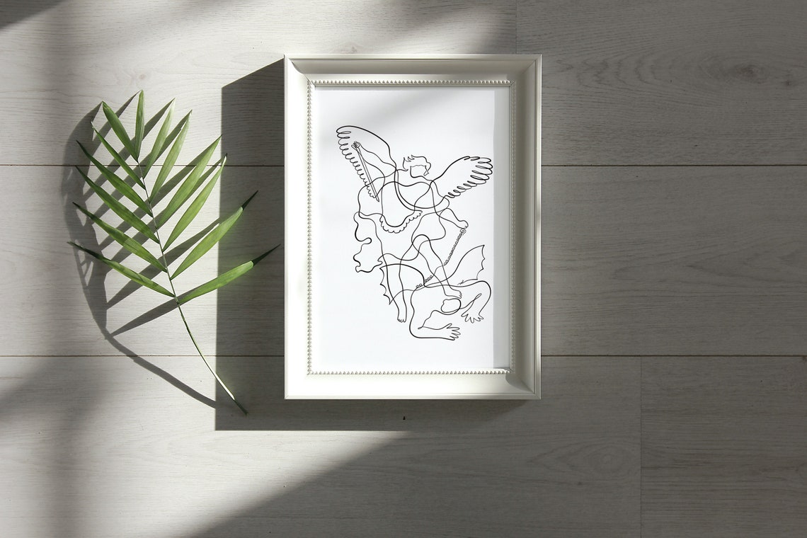 Archangel Michael Art Print, St Michael Wall Art, Saint Michael Modern ...