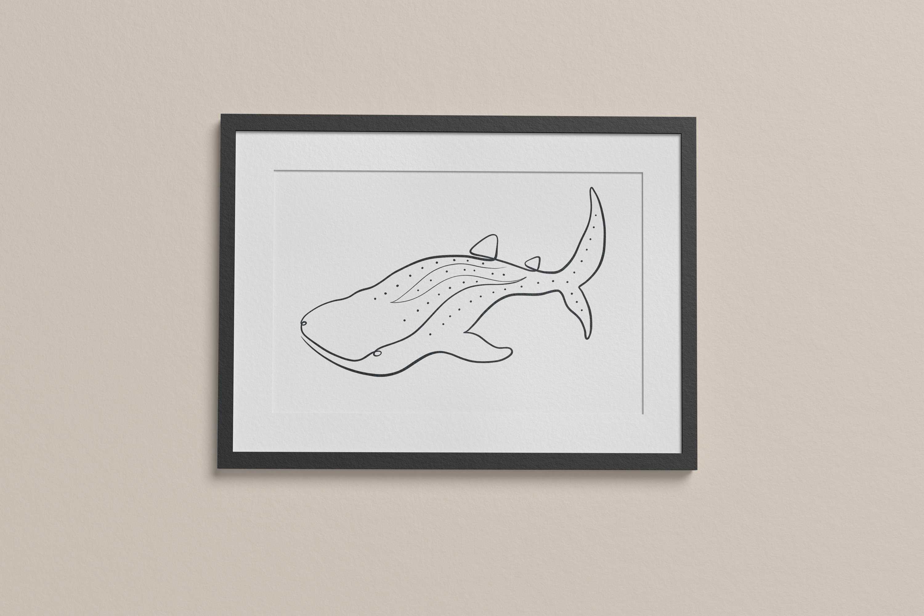 Whale Shark Line Art Printable, Minimalist Marine Life Drawing, Modern ...