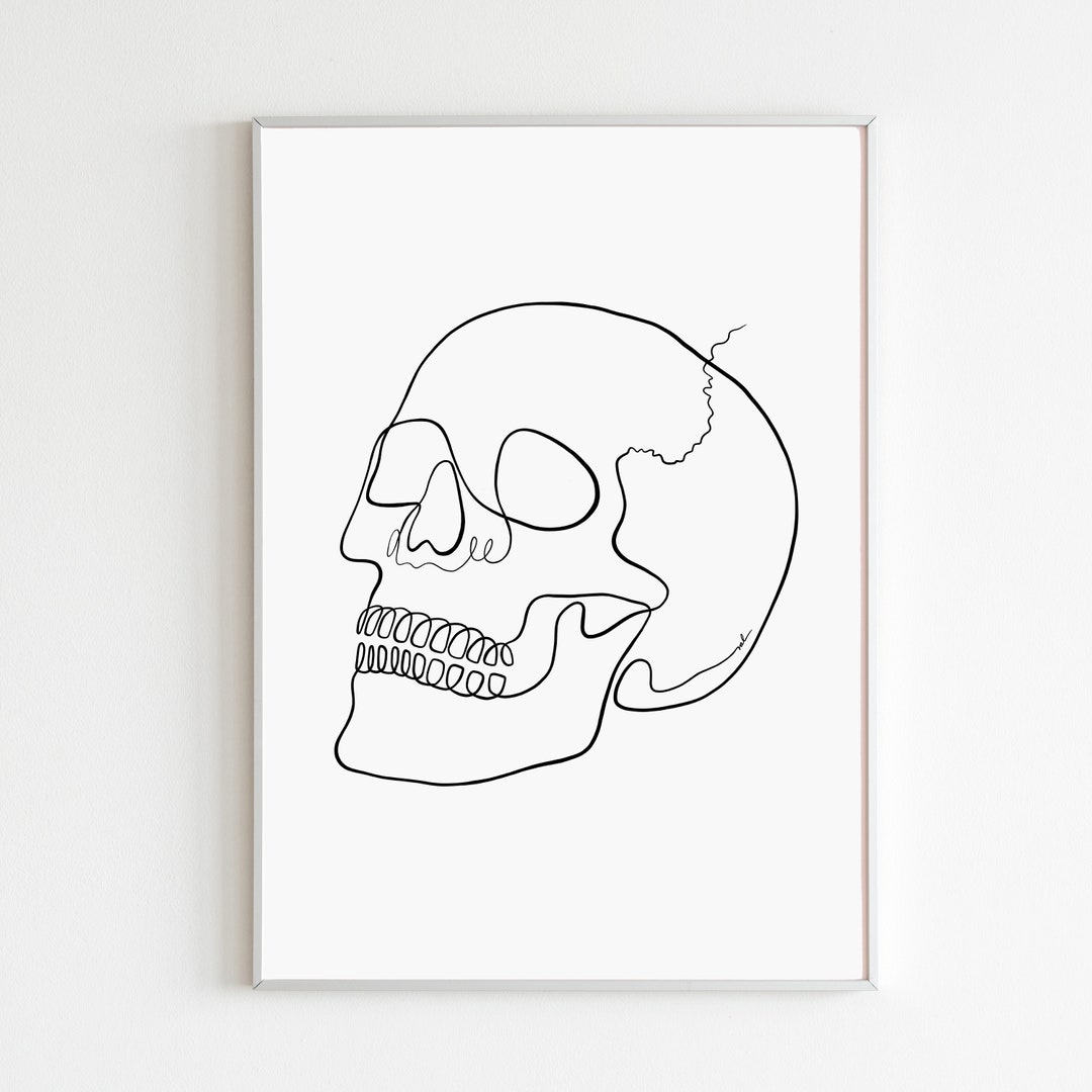 Human Skull Line Drawing Printable, Medical Anatomy Cranium ...