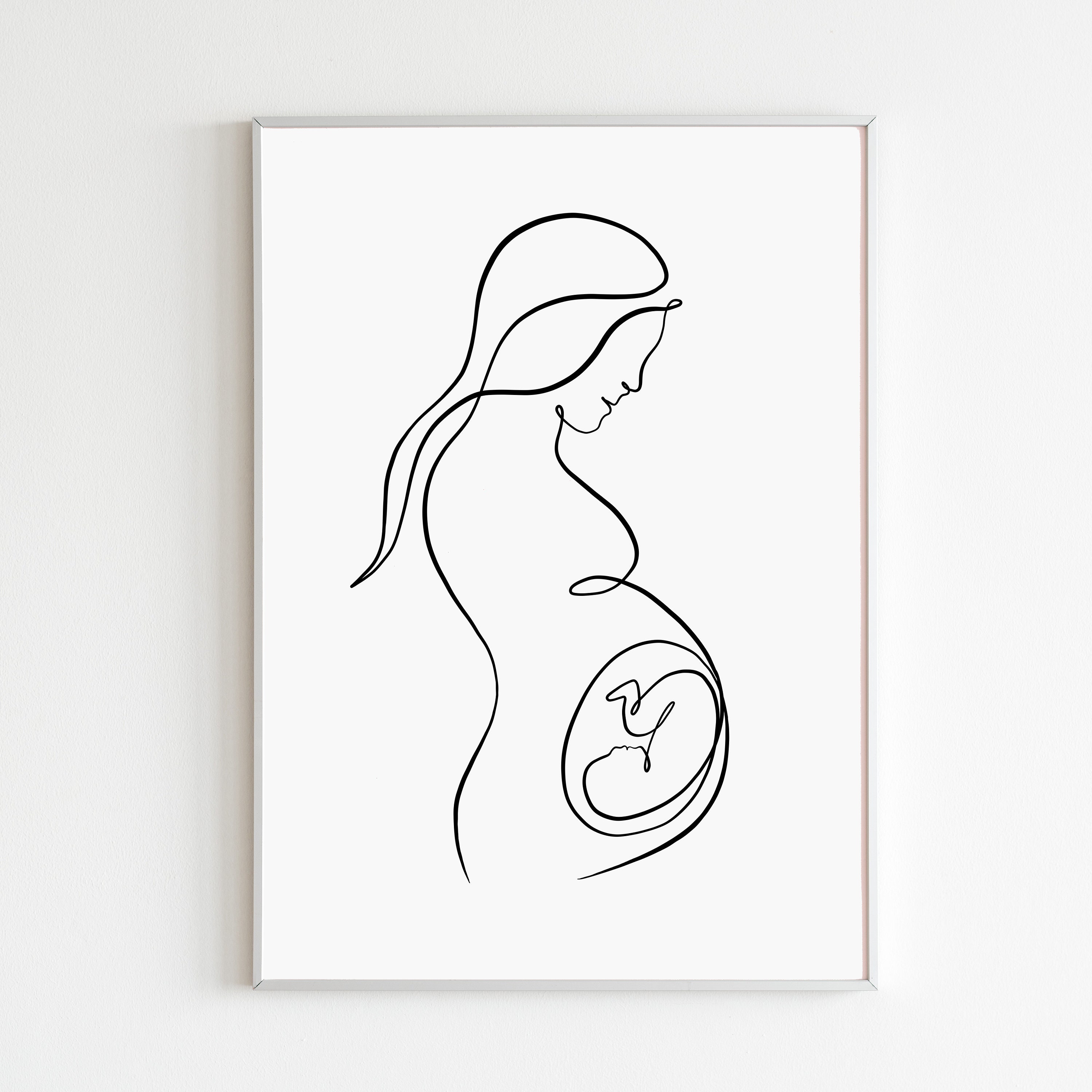 Pregnancy Line Art Womb Art Midwife Gift Pregnant Woman | Etsy