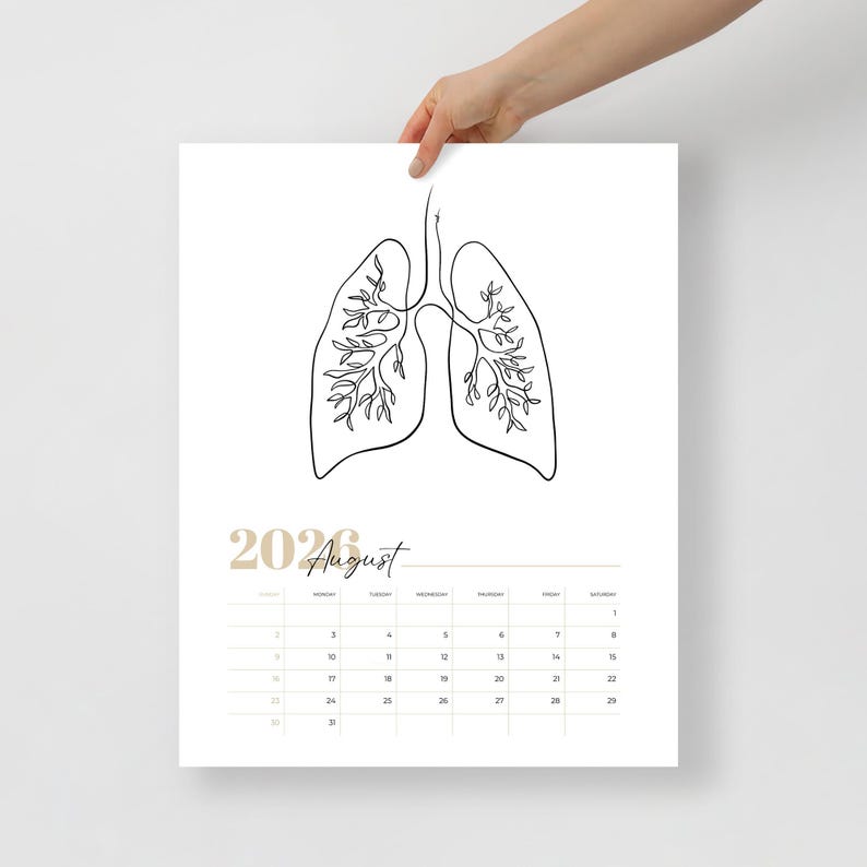 2026 Anatomy Wall Calendar, Printable Planner for Doctors, Biology ...