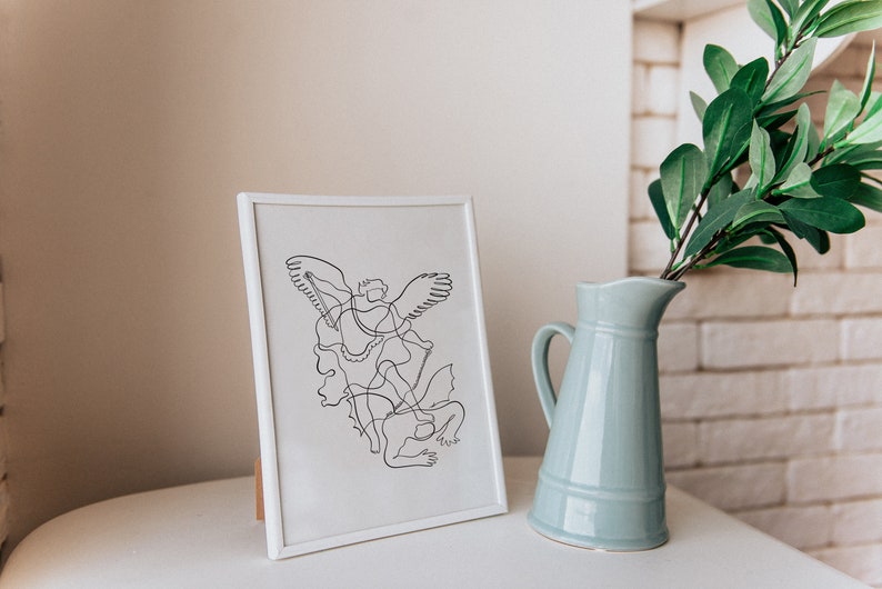 Archangel Michael Art Print, St Michael Wall Art, Saint Michael Modern ...